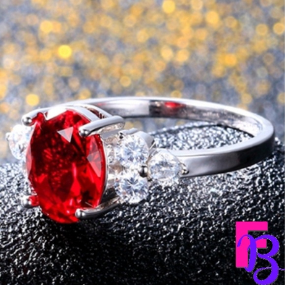 FingerBlingers | Jewelry | Ruby Cz Sterling Silver Ring | Poshmark